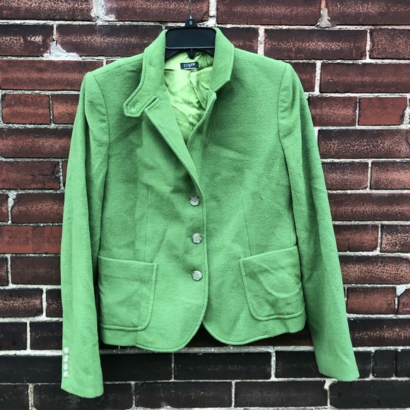 J. Crew | Jackets & Coats | Jcrew Green Wool Lined Blazer | Poshmark